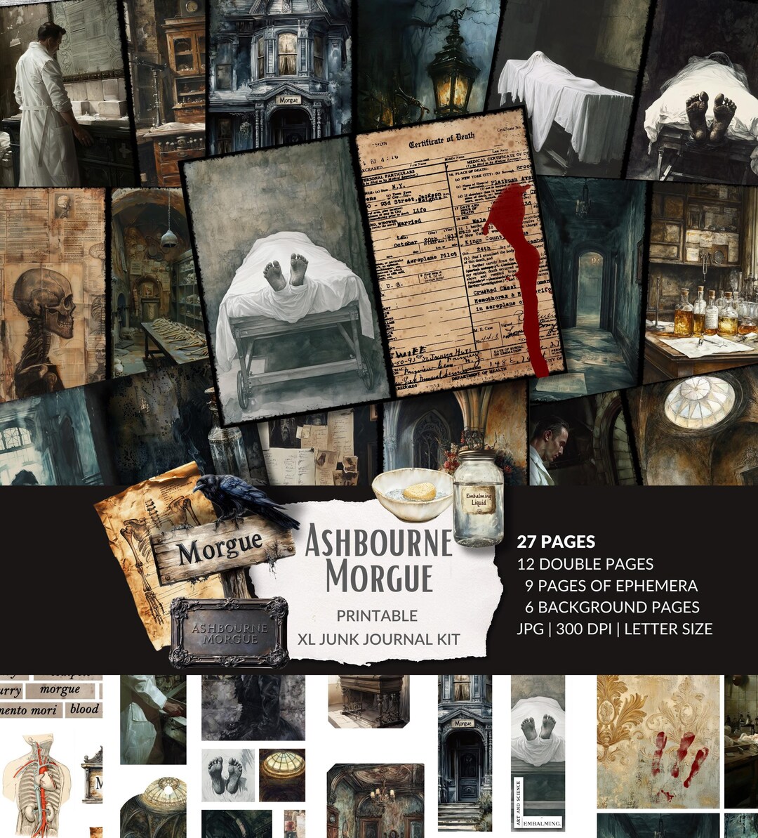 Ashbourne Morgue - Morbid Junk Journal Kit, Horror House Bundle ...