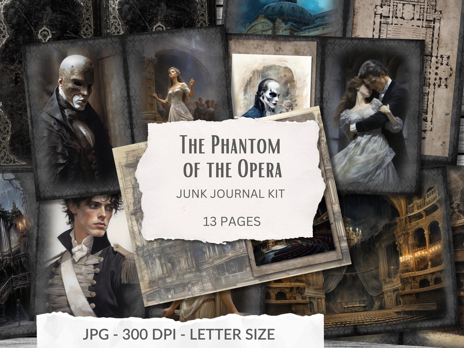 The Phantom of the Opera Junk Journal Kit Paris, Music, Masquerade ...