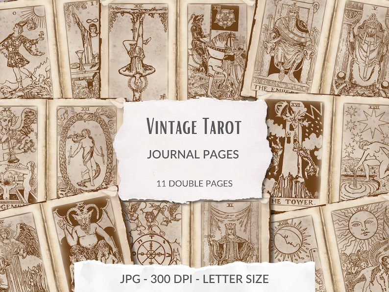 Vintage Tarot Card Journal, Printable Pages, Mystery, Fortune Teller, Arcana, Journal Bundle ...