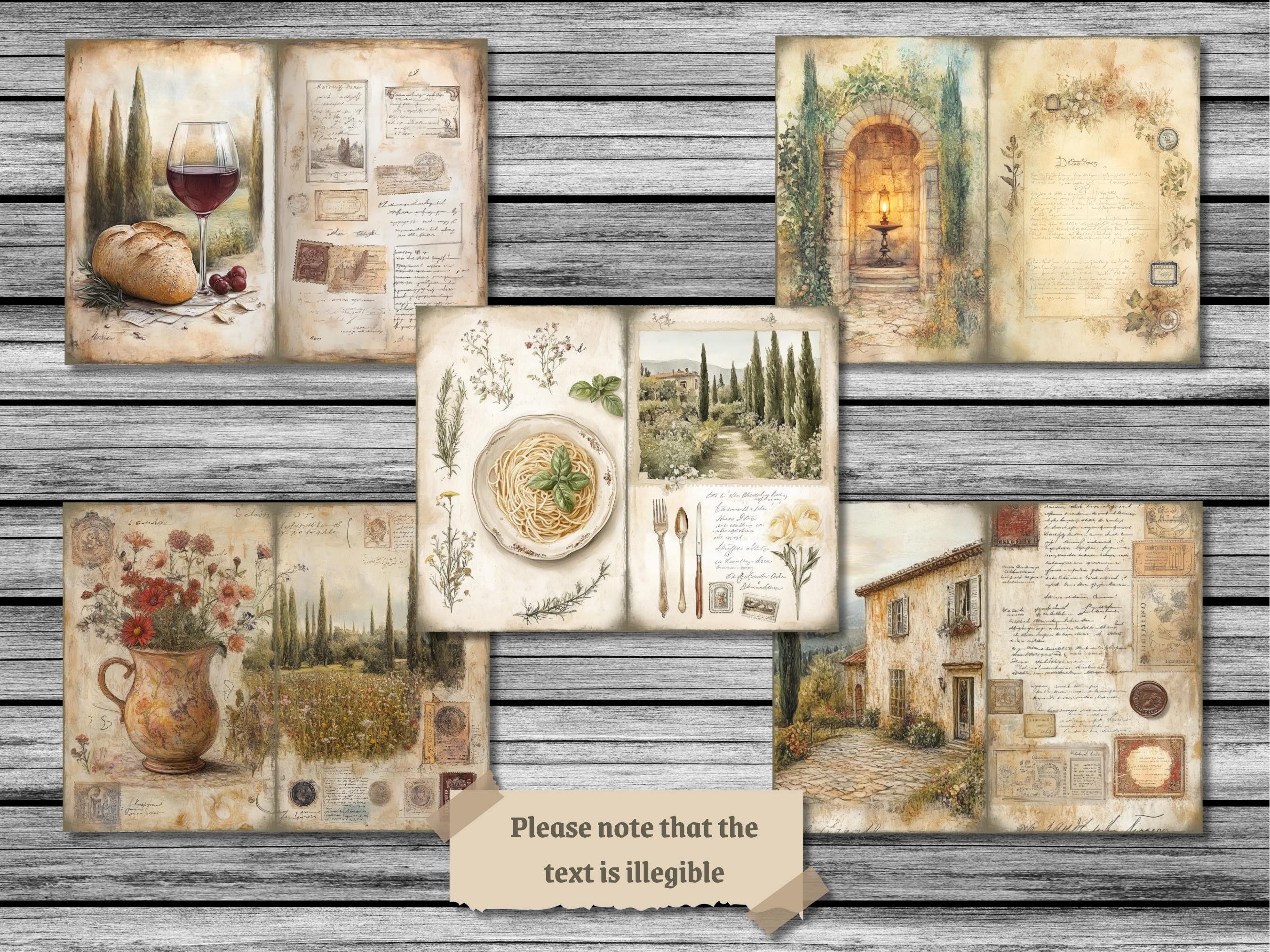Tuscany Journal Pages - Italian Landscape Printable, Tuscan Countryside ...
