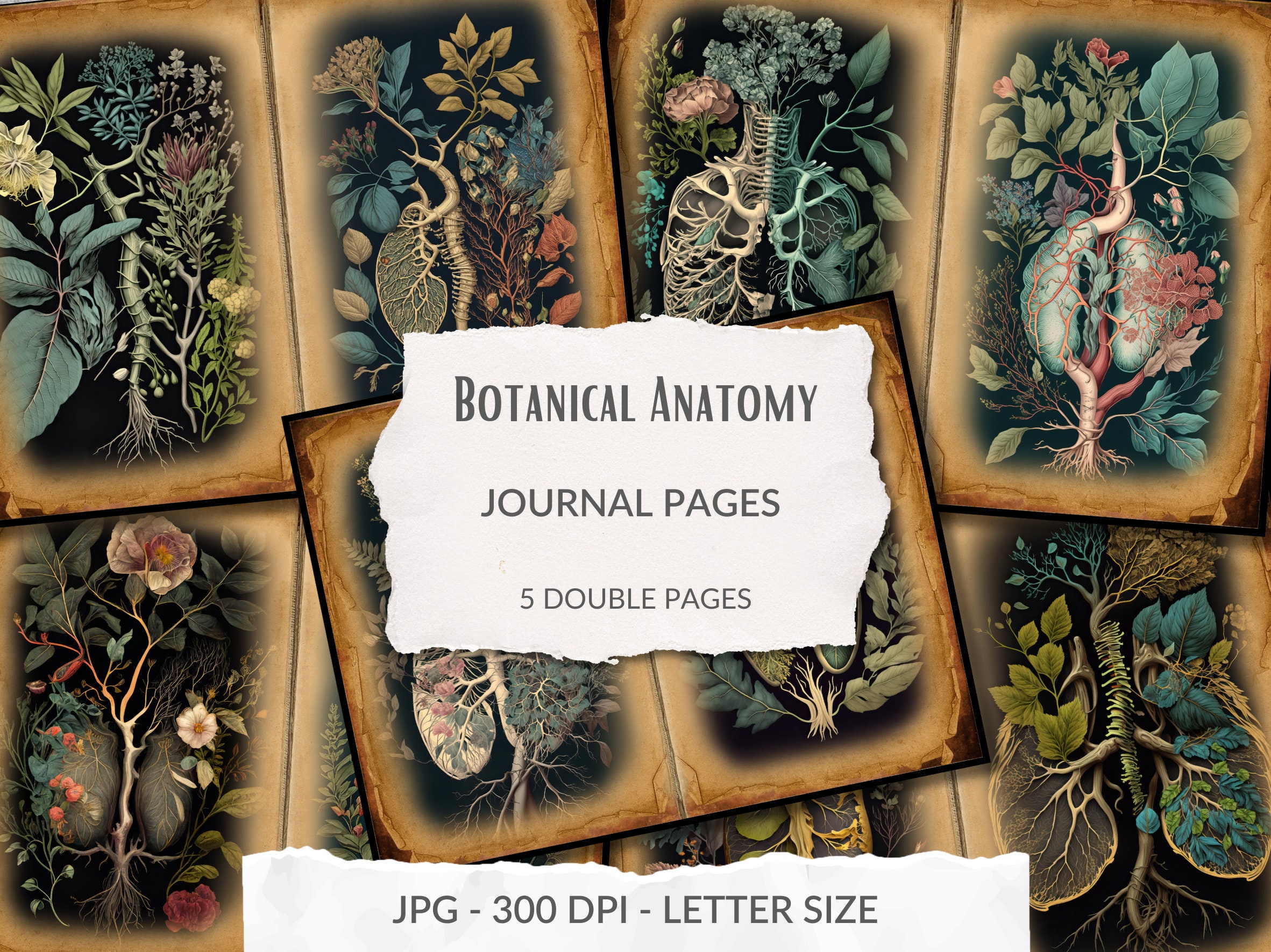 Botanical Anatomy – Junk Journal Pages, JPG, Macabre, Decay, Gothic ...
