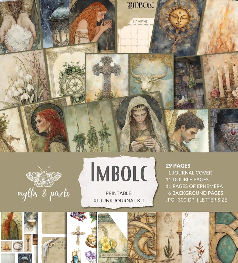 Imbolc Spring Digital Junk Journal Kit - 29 Pages, Printable Ephemera ...