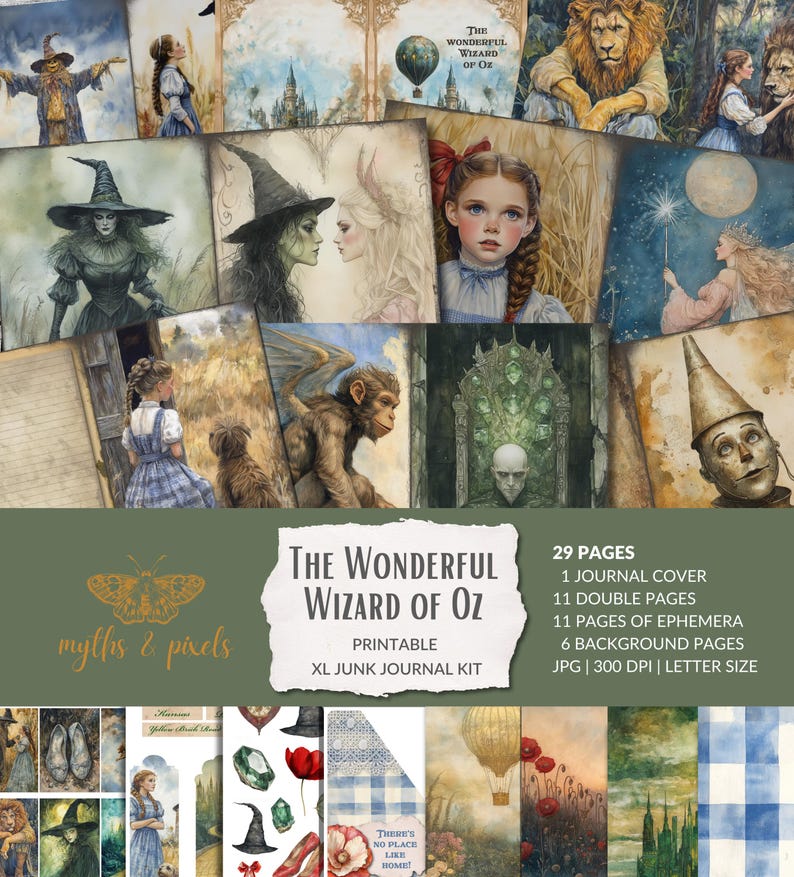 Wizard of Oz Digital Junk Journal Bundle - 29 Pages of Vintage Journal ...