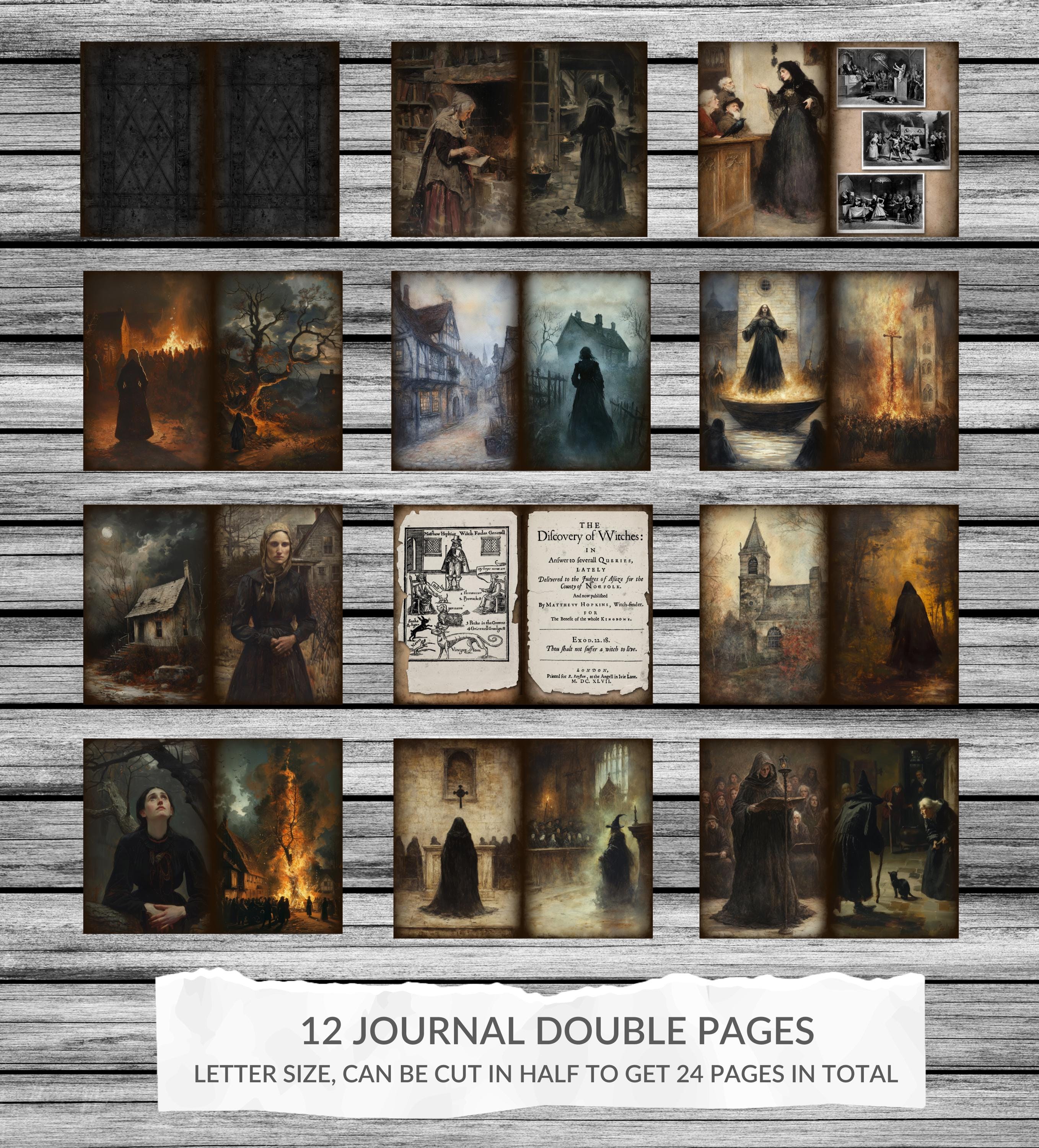 Salem Witch Trials Junk Journal Kit, Large Witch Journal Bundle ...