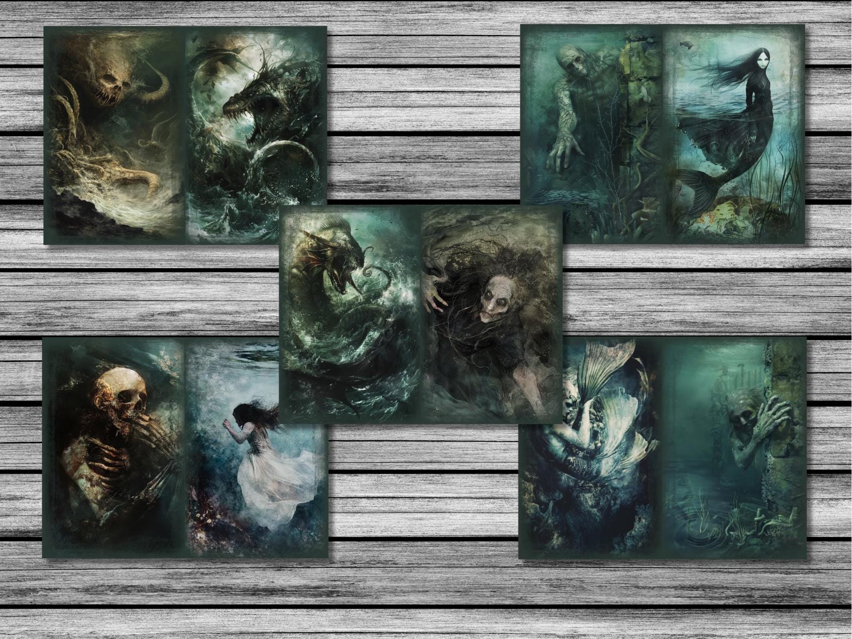 Cursed Ocean Journal Pages, Creepy Mermaid, Sea Monster, Spooky, Dark ...