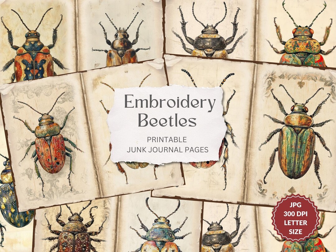 Embroidery Beetle Journal Pages, Gothic Beetle Ephemera, Encyclopedia ...