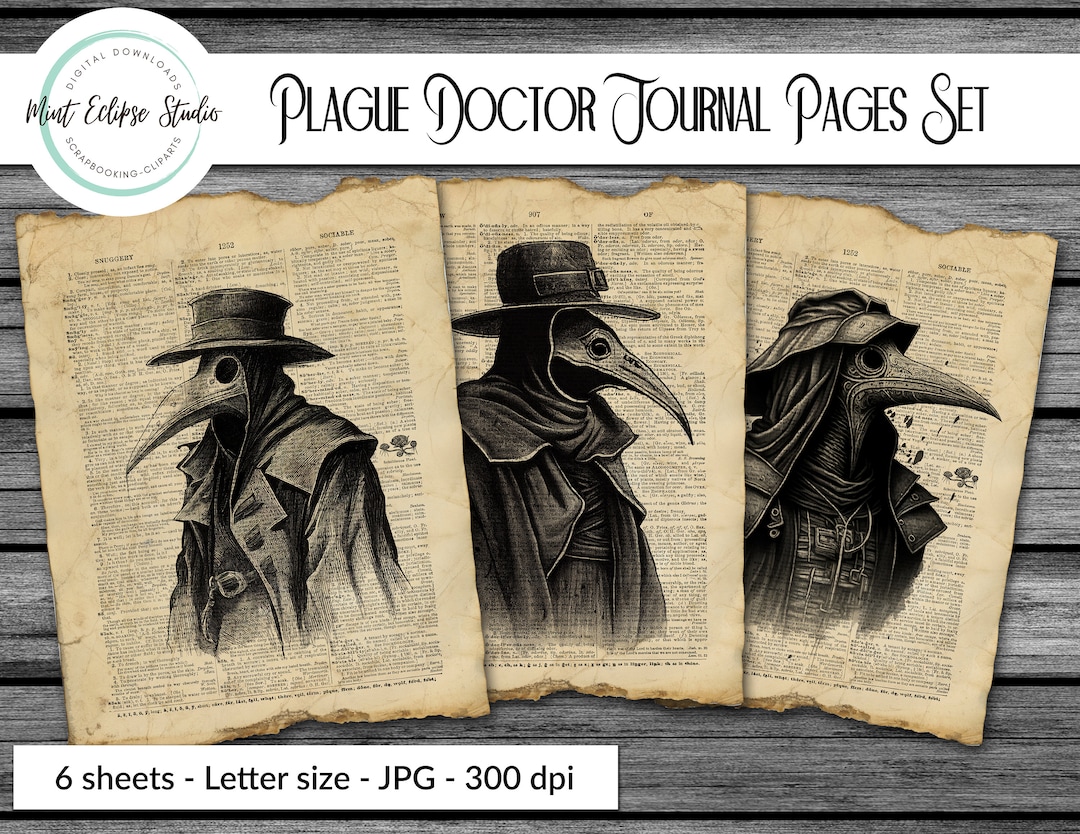 Plague Doctor Dictionary Pages Set of 6 Printable Pages - Etsy UK