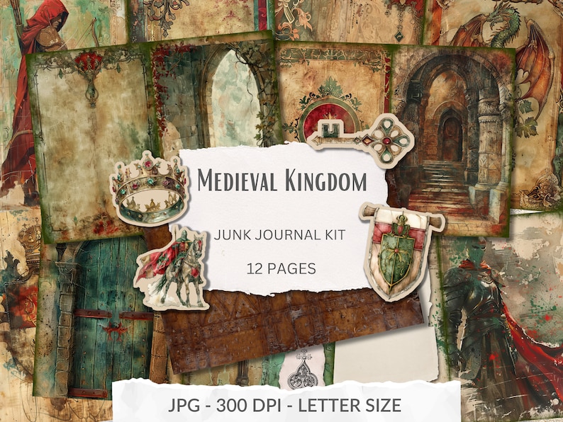 Medieval Kingdom Junk Journal Royal Printable Pages, Knight, Castle ...