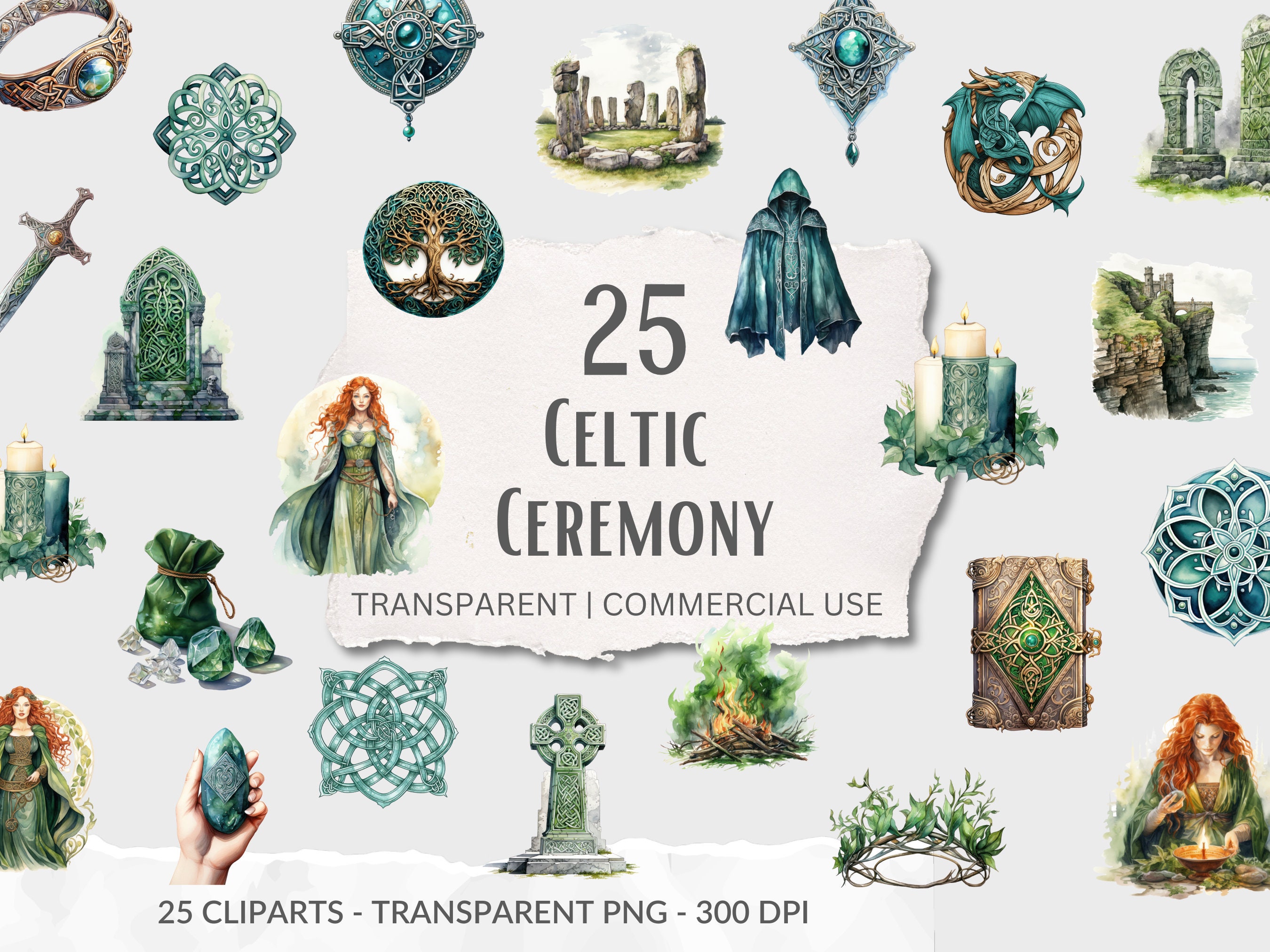 Celtic Ceremony Druid Witch Magic Fantasy Neopagan Pagan Watercolor ...