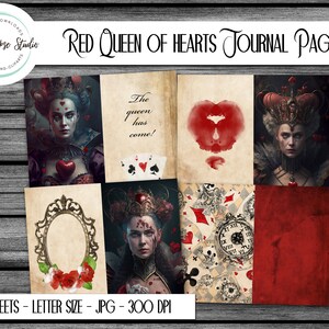 Red Queen of Hearts Gothic Dark Alice Wonderland Printable - Etsy