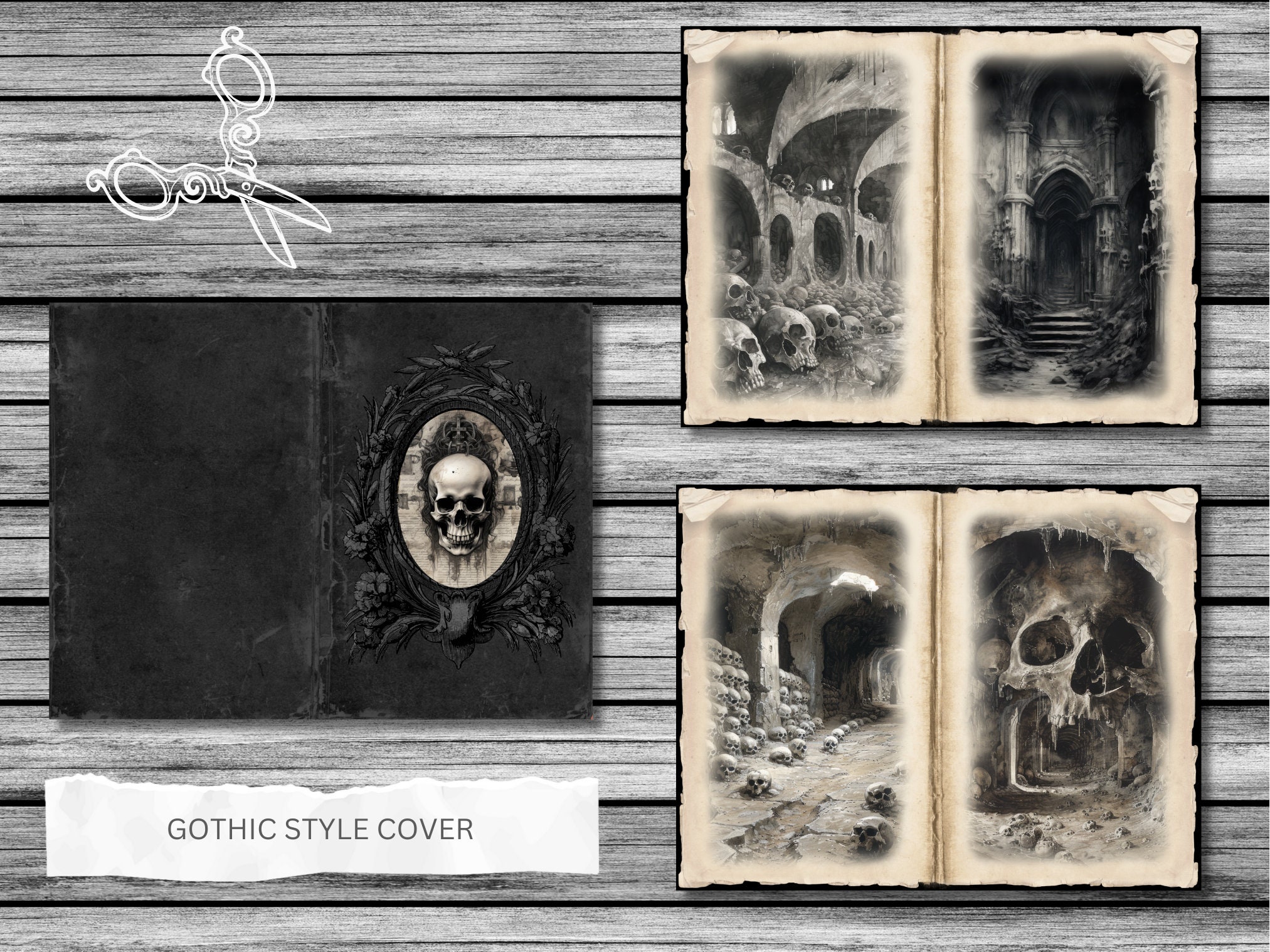 Catacombs – Gothic Horror Junk Journal Kit Paris, Skulls, Bones ...