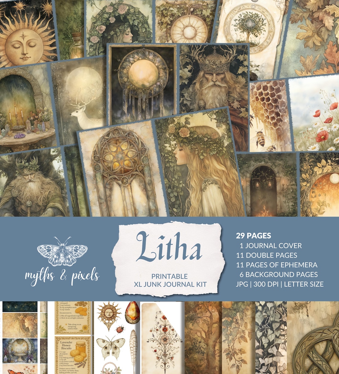 Litha Junk Journal Kit – Pagan Solstice Printable – Summer Witch ...