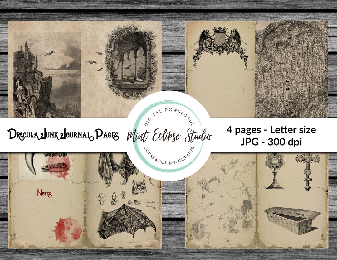 Dracula Vampire Junk Journal Gothic Halloween Horror Printable Pages ...
