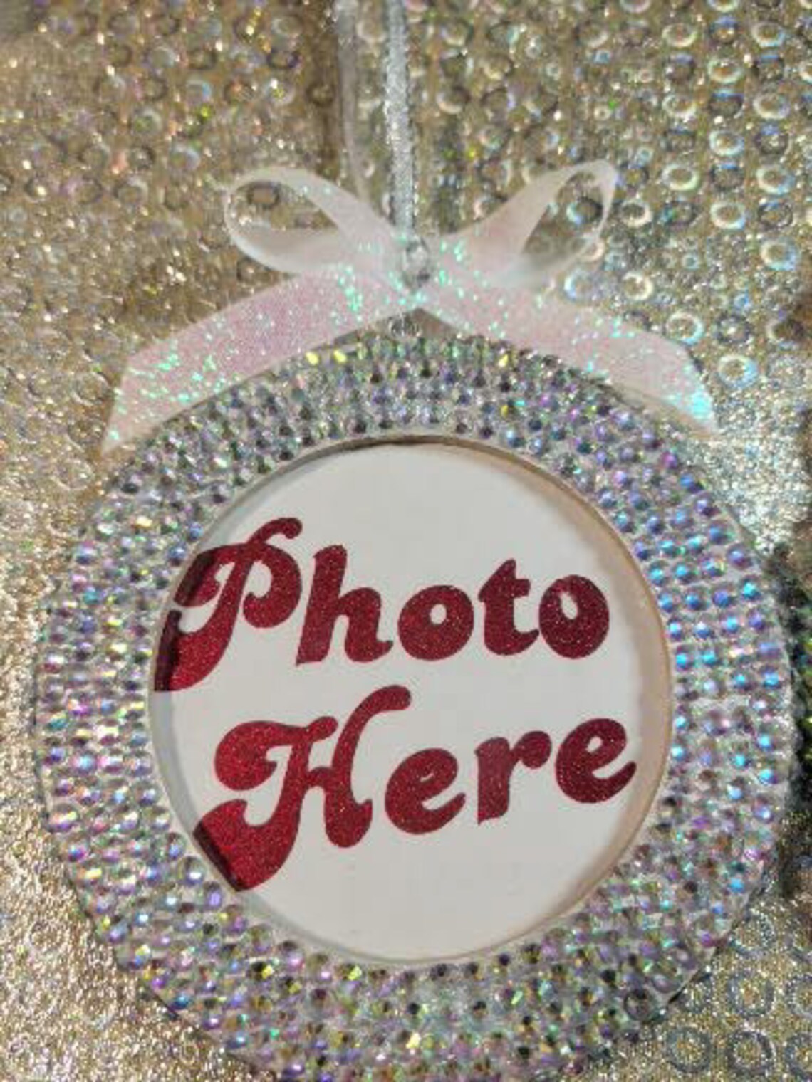 Photo Ornament Set of 2, Ornament Photo Frame, Rhinestone Ornament, AB ...