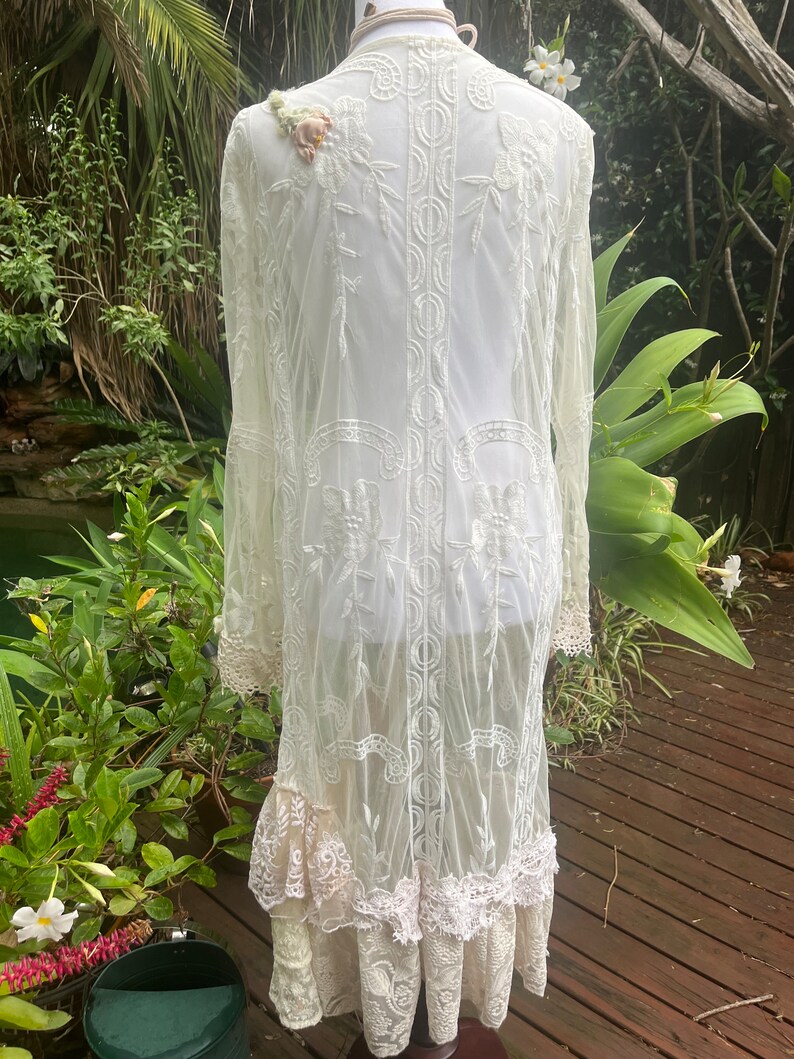 Bohemian Shabby Chic Artsy Duster Coat Lace Cover Embellished With a ...