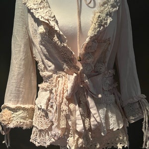 Bohemian Shabby Chic Linen Jacket Embellished With Vintage Crochet and ...