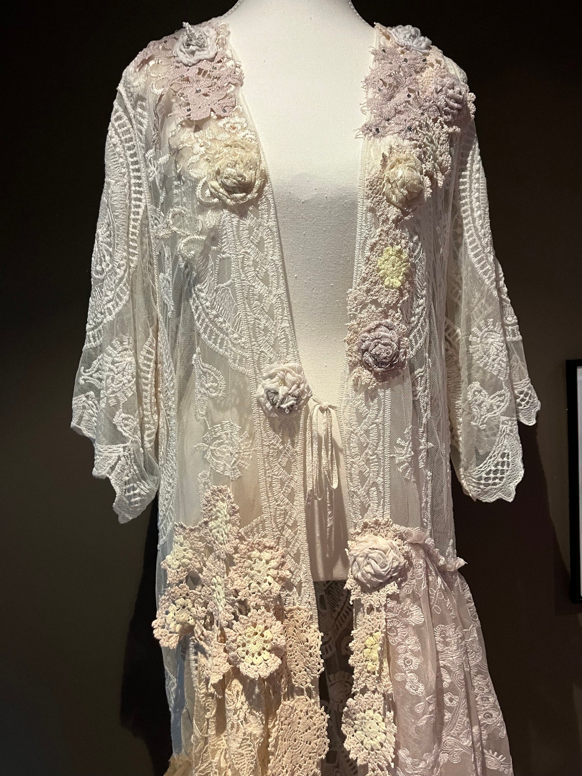 Bohemian Shabby Chic Artsy Duster Coat Lace Cover Embellished With a ...