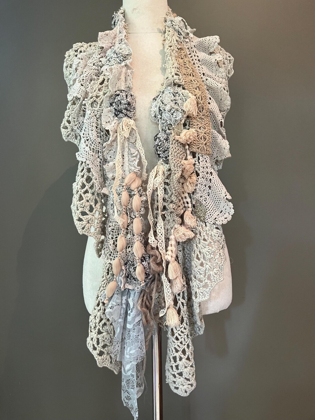 Bohobydarija Bohemian Shabby Chic Tattered Scarf and Flower Garden - Etsy