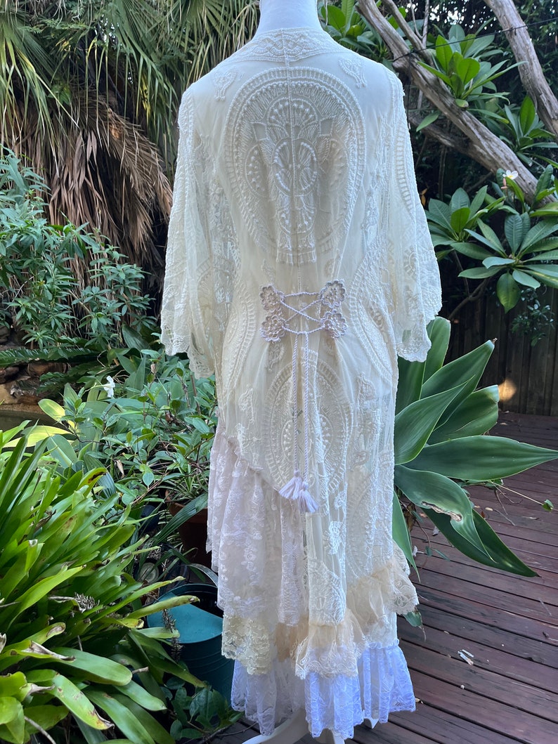 Bohemian Shabby Chic Artsy Duster Coat Lace Cover Embellished With a ...