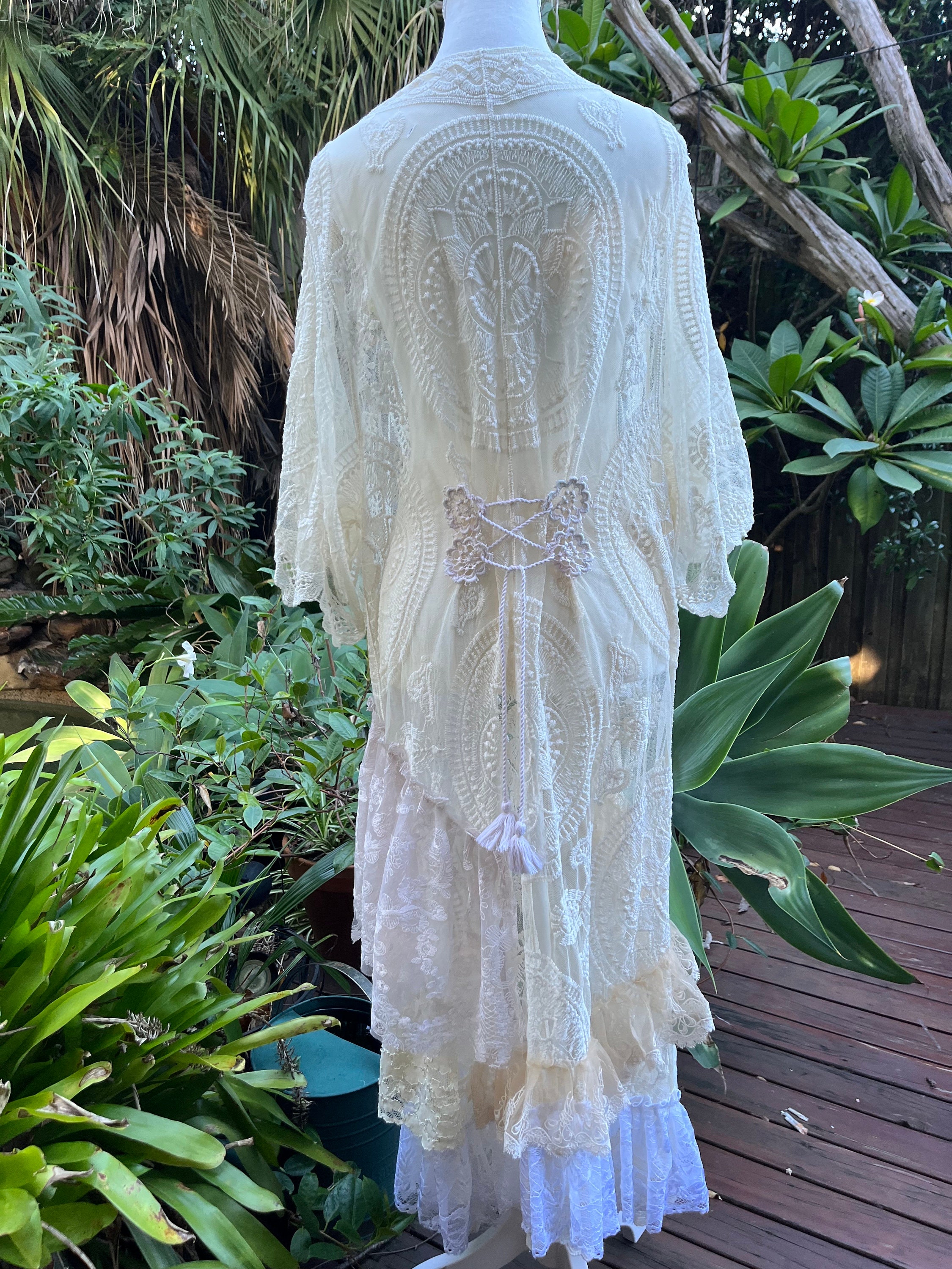 Bohemian Shabby Chic Artsy Duster Coat Lace Cover Embellished With a ...