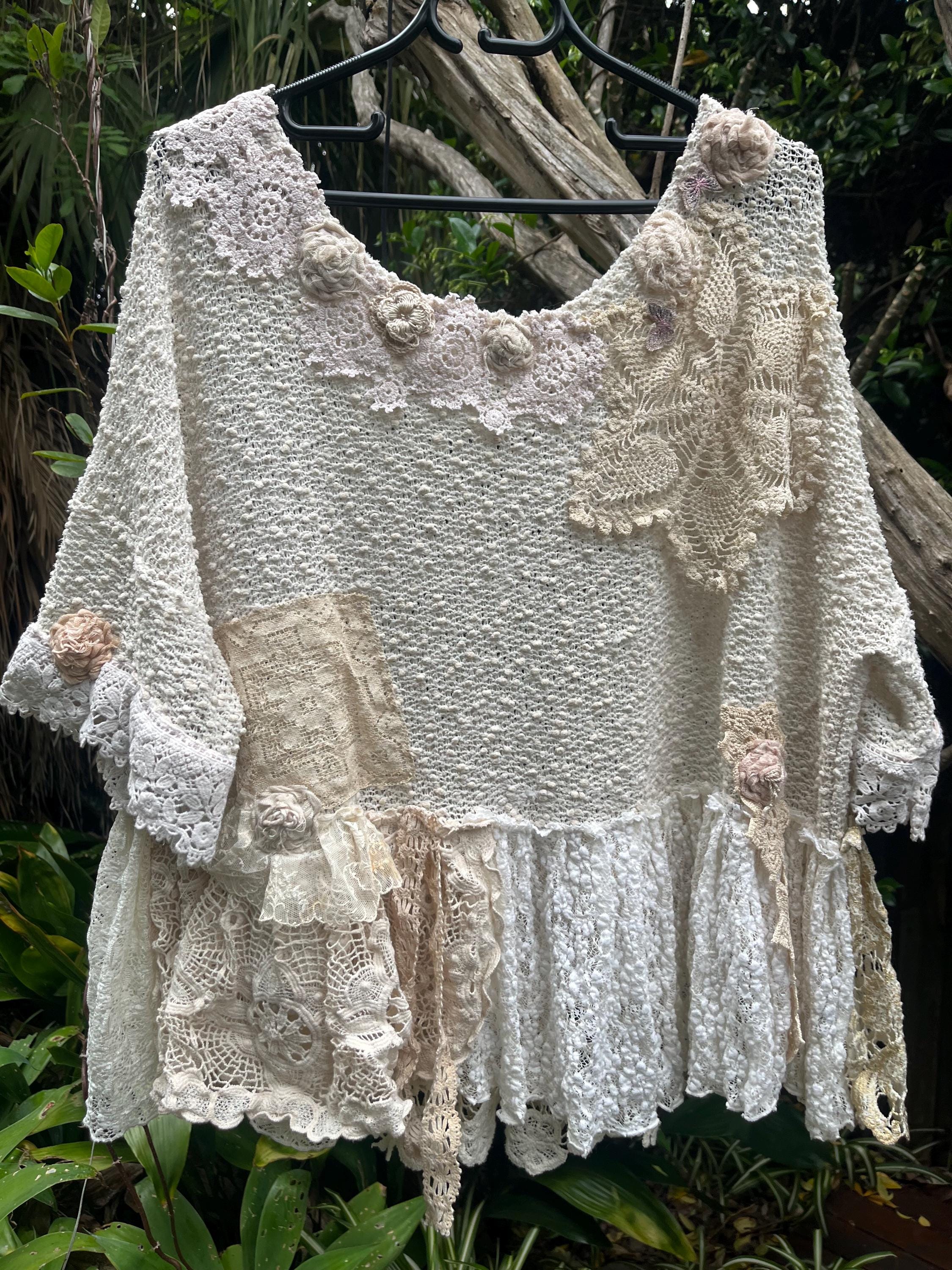 Bohobydarija Bohemian Shabby Chic Top Artsy Embellished Upcycled ...