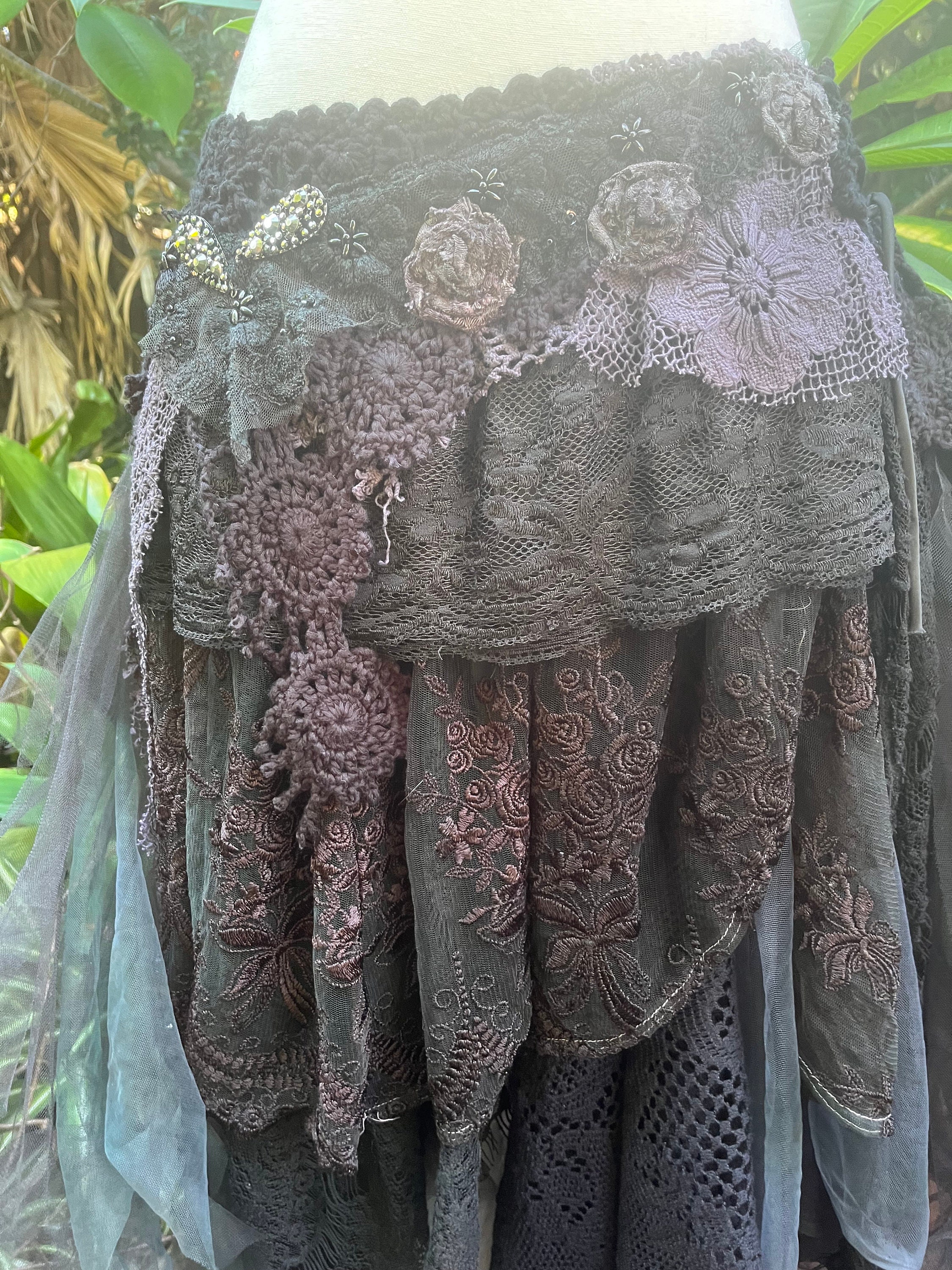 Gypsy Fairy Bohemian Goth Steam Punk Skirt Beach Wedding Black Colours ...