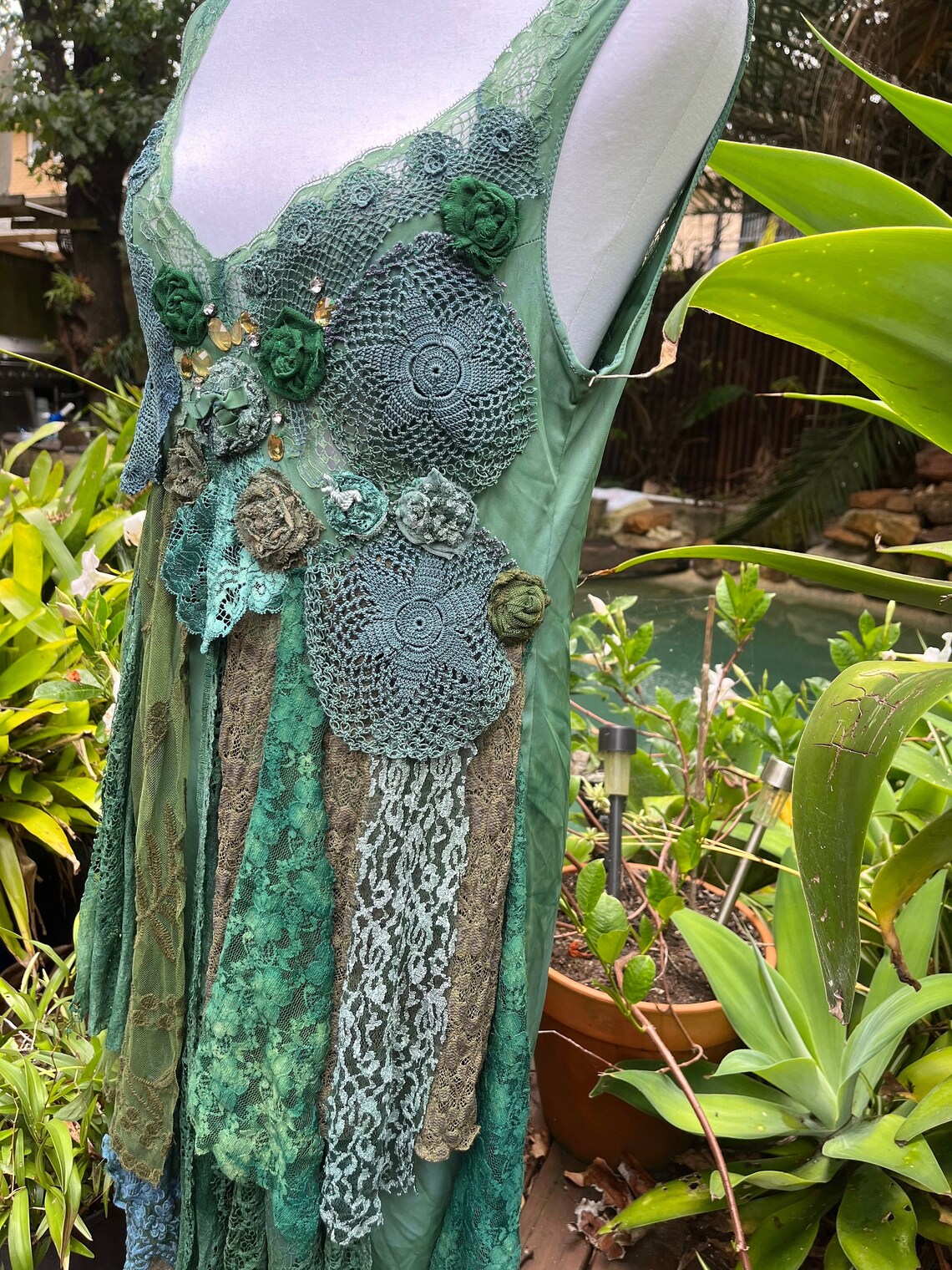 Bohemian Forest Green Multi Tattered Upcycled Summer Hand Dyed - Etsy ...