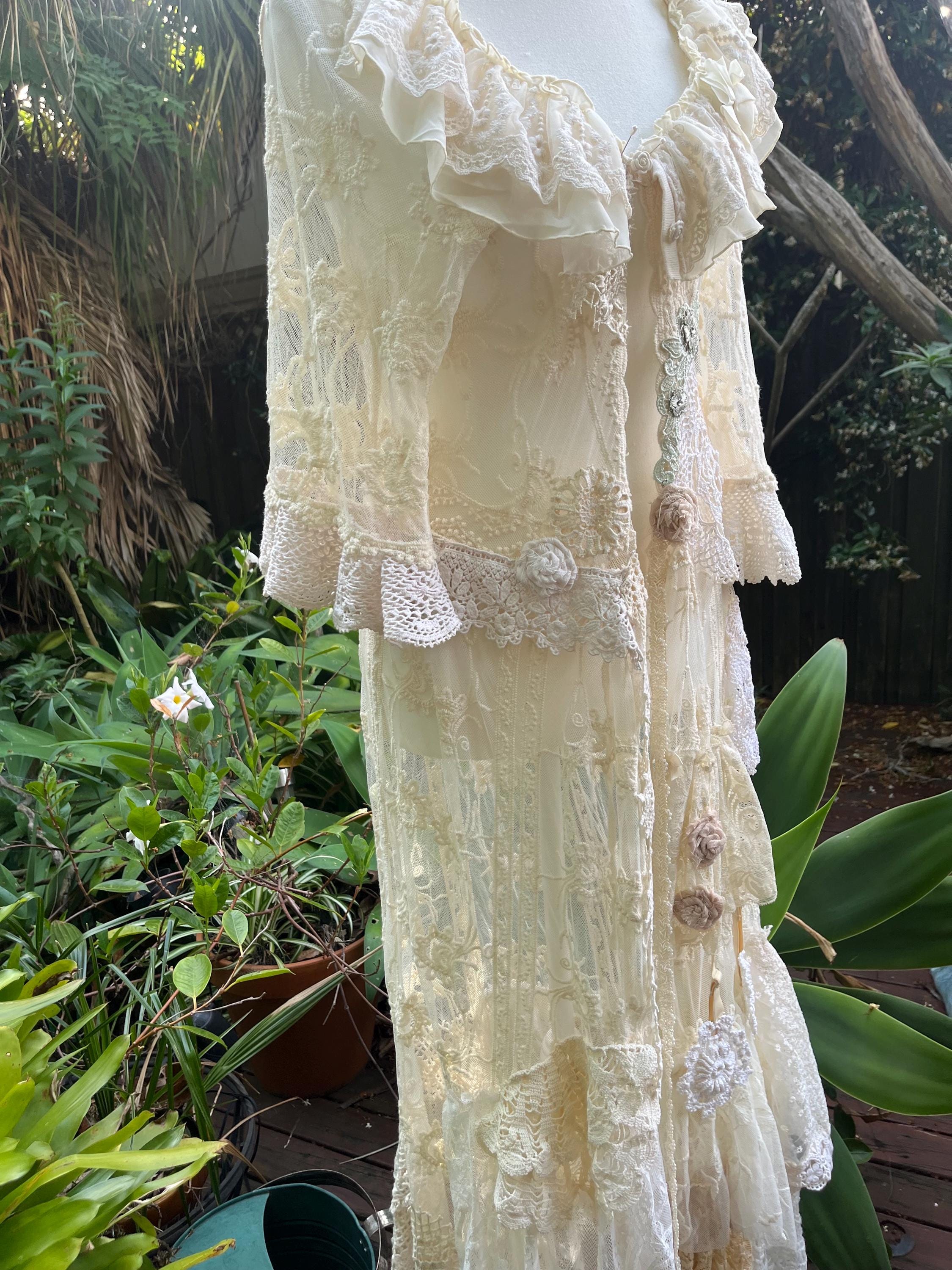 Bohemian Shabby Chic Artsy Duster Coat Lace Cover Embellished With a ...