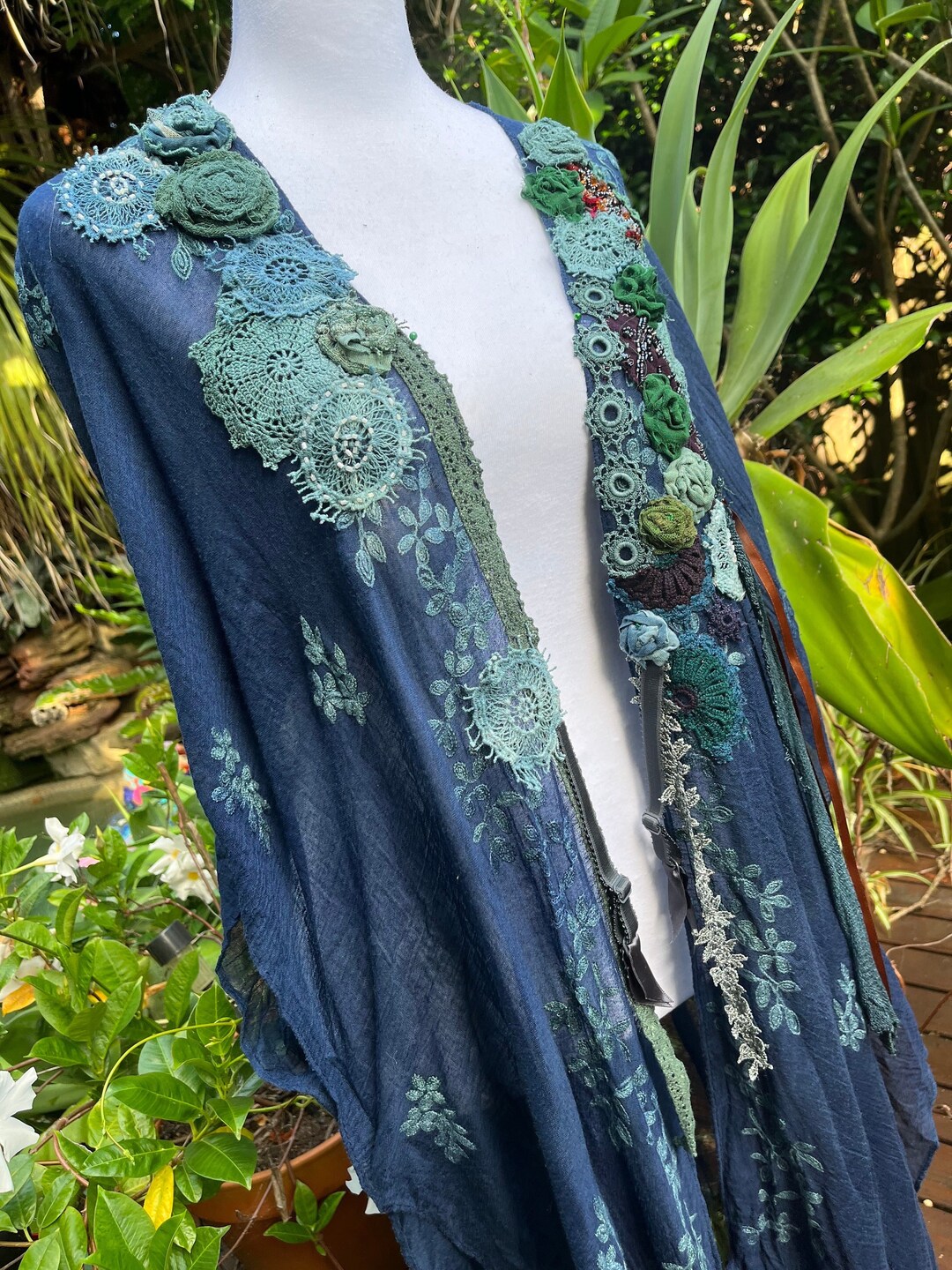 Bohemian Shabby Chic Artsy Muslin Kimono Cover Embellished With a Dream ...