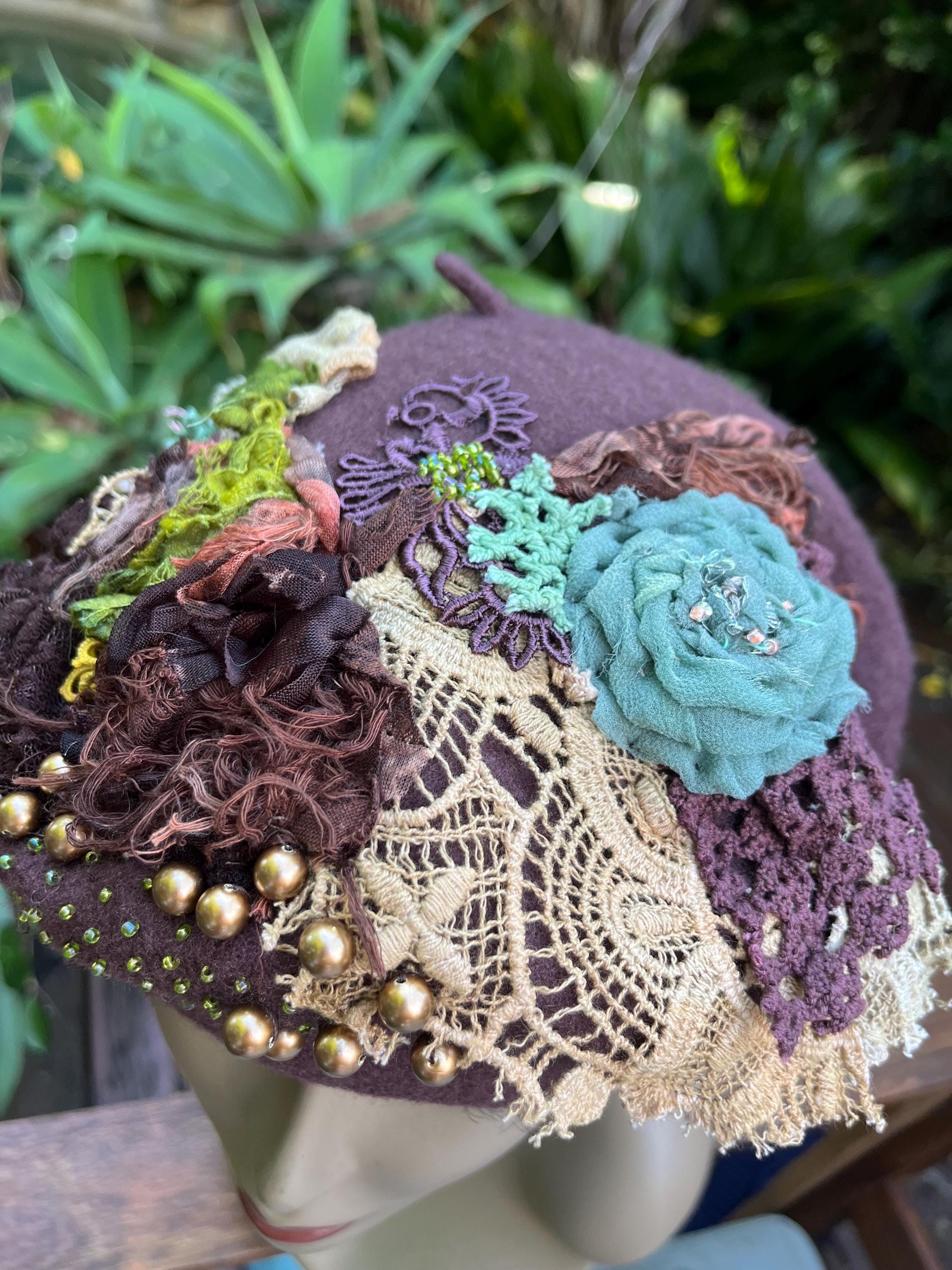 Bohobydarijabohemian Embellished Beret Hat, Boho Hippie Embroidered ...