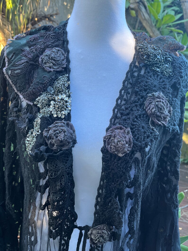 Bohemian Shabby Chic Artsy Gothic Duster Coat Lace Cover Embellished ...