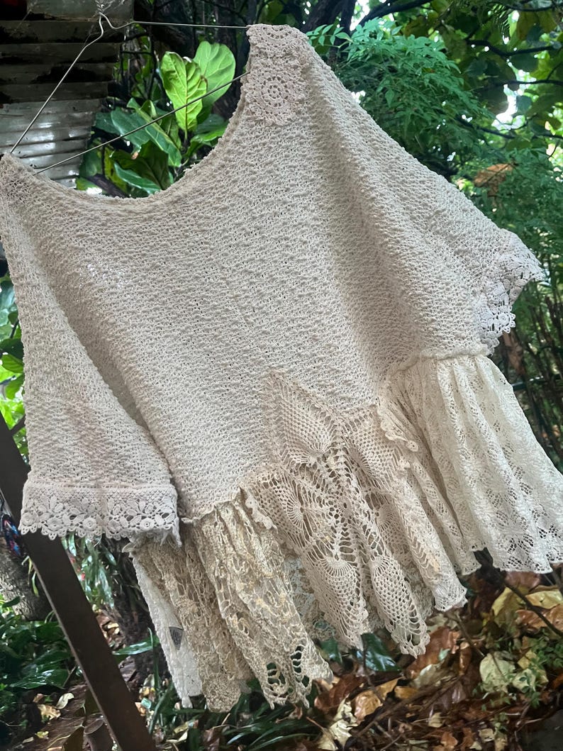 Bohobydarija Bohemian Shabby Chic Top Artsy Embellished Upcycled ...