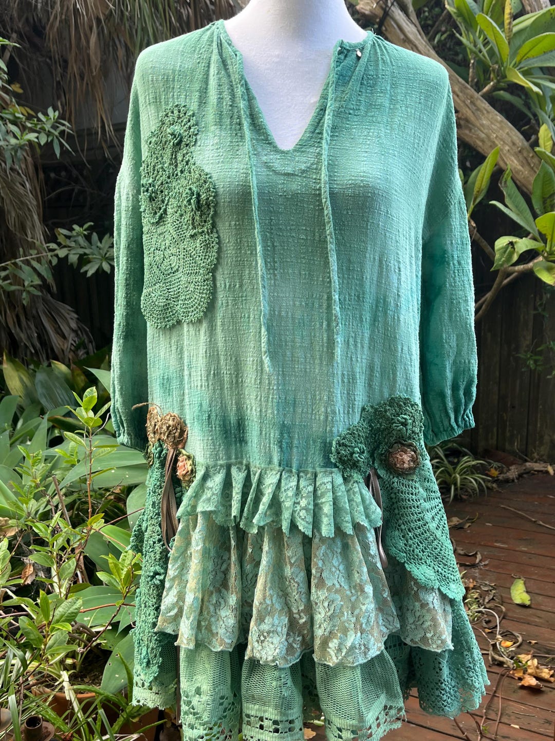 Bohemian Baby Doll Tunic Top Tattered Upcycled Summer, Fairy, Woodland ...