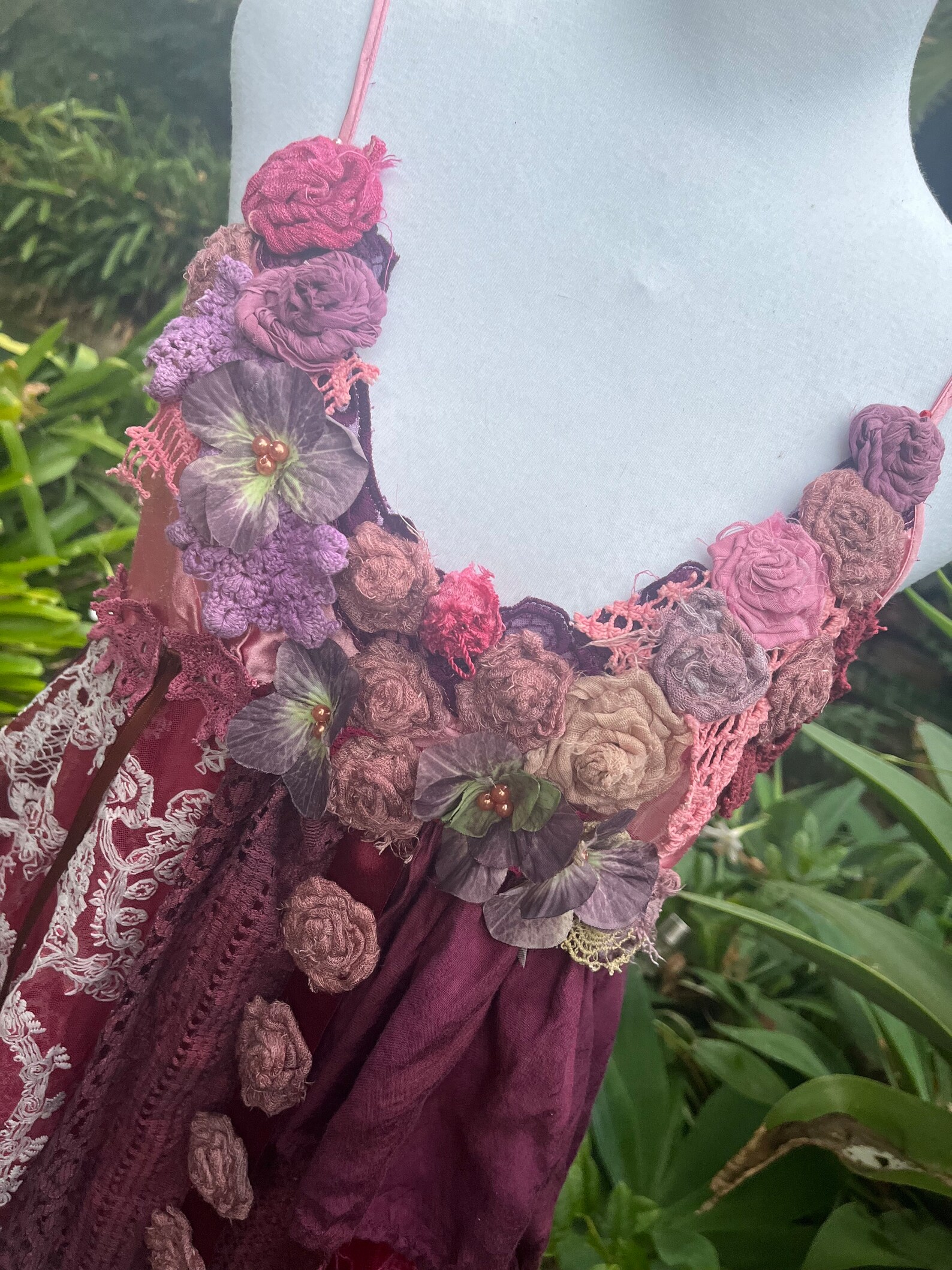 Bohemian Multi Tattered Upcycled Summer Hand Dyed Slip Top, Fairy ...