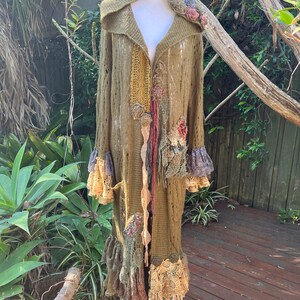 Bohemian Forest Olive Shabby Chic Artsy Duster Coat Embellished With a ...