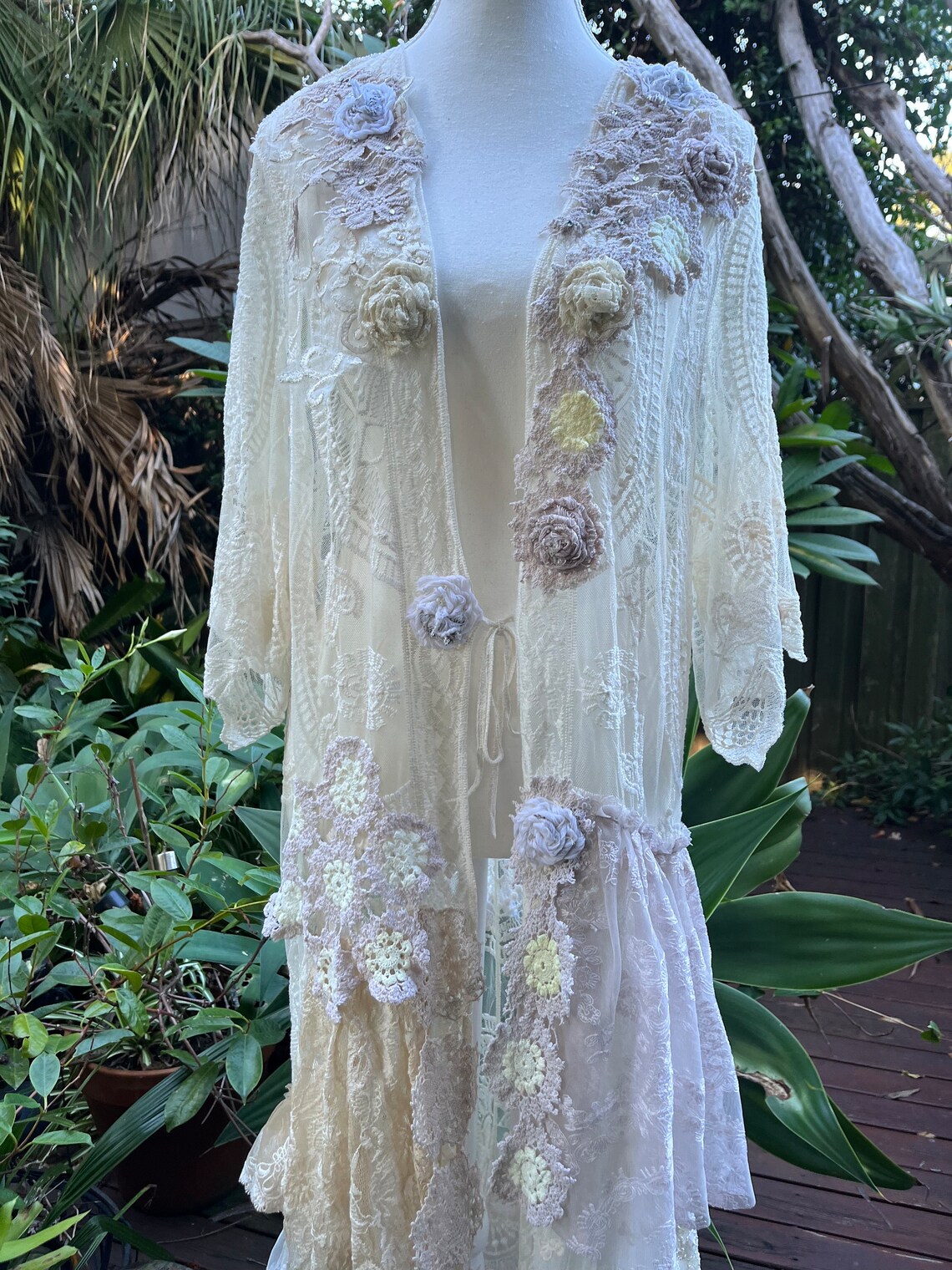 Bohemian Shabby Chic Artsy Duster Coat Lace Cover Embellished With a ...
