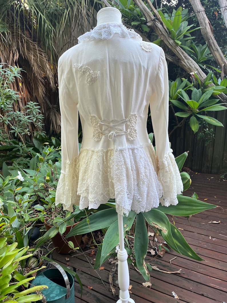 Bohemian Shabby Chic Cotton Jacket Embellished With Vintage Crochet and ...