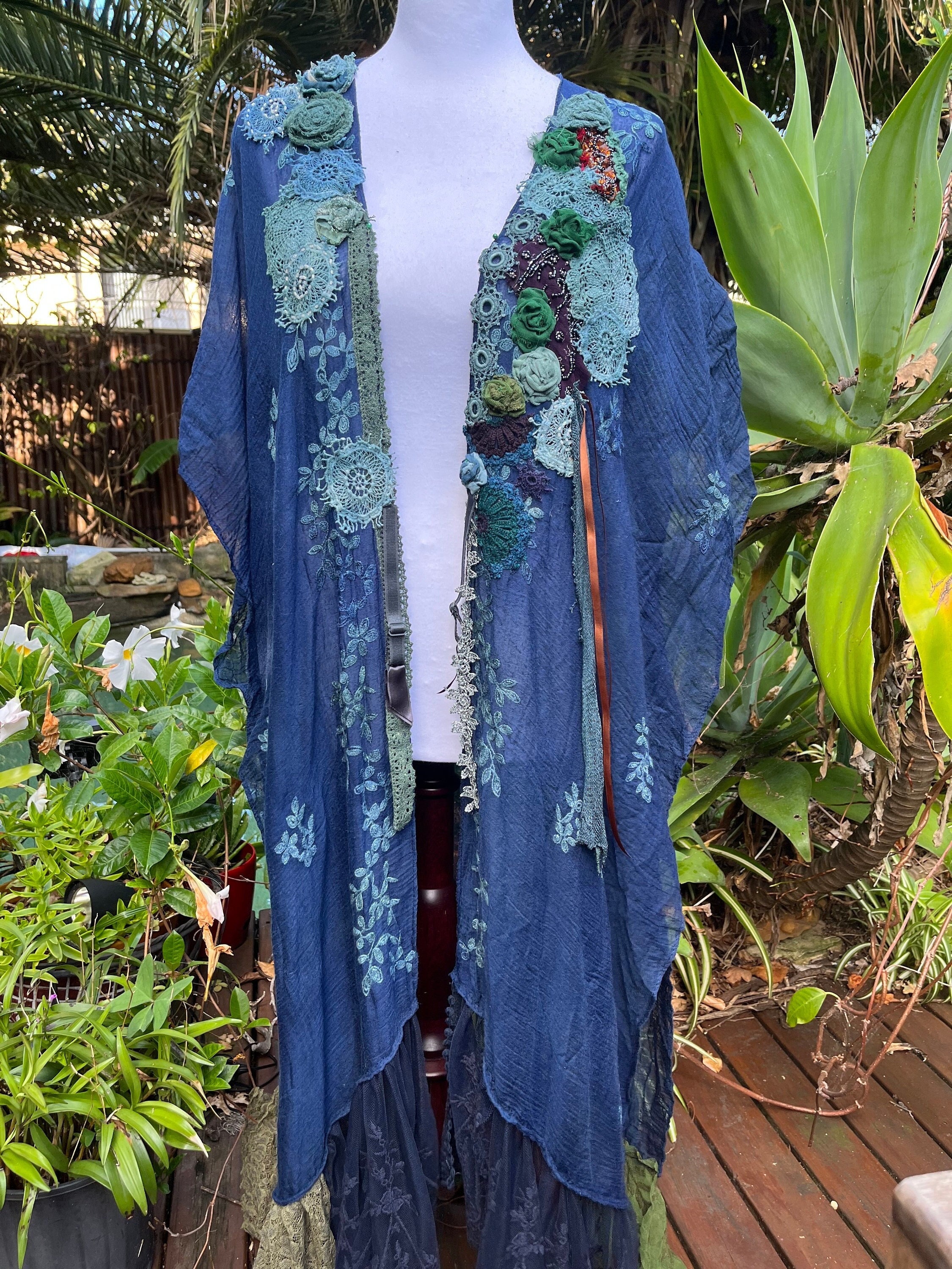 Bohemian Shabby Chic Artsy Muslin Kimono Cover Embellished With a Dream ...