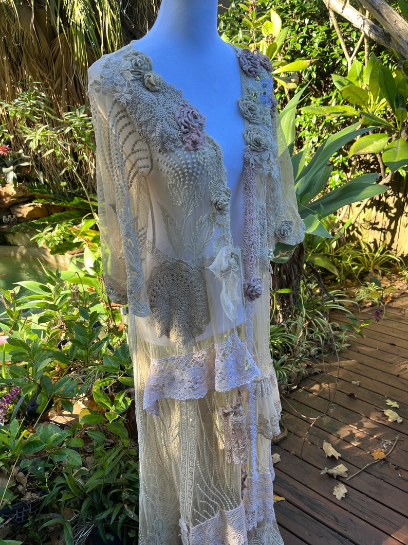 Bohemian Shabby Chic Artsy Duster Coat Lace Cover Embellished With a ...