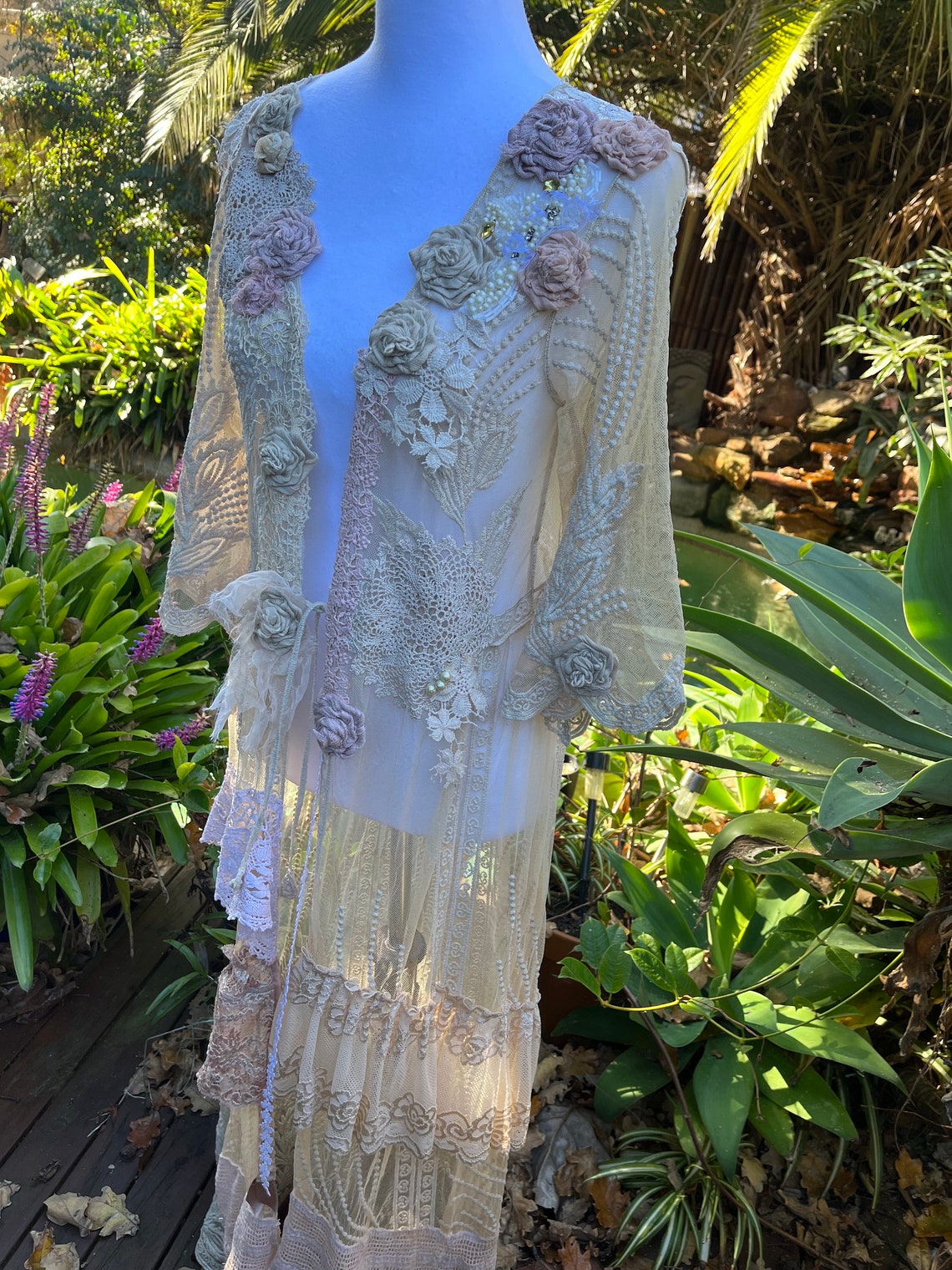 Bohemian Shabby Chic Artsy Duster Coat Lace Cover Embellished With a ...