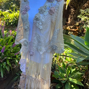 Bohemian Shabby Chic Artsy Duster Coat Lace Cover Embellished With a ...