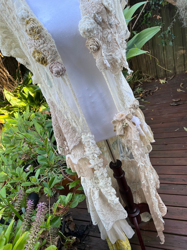 Bohemian Romantic Shabby Chic Artsy Duster Coat Short Sleeve Lace Cover ...