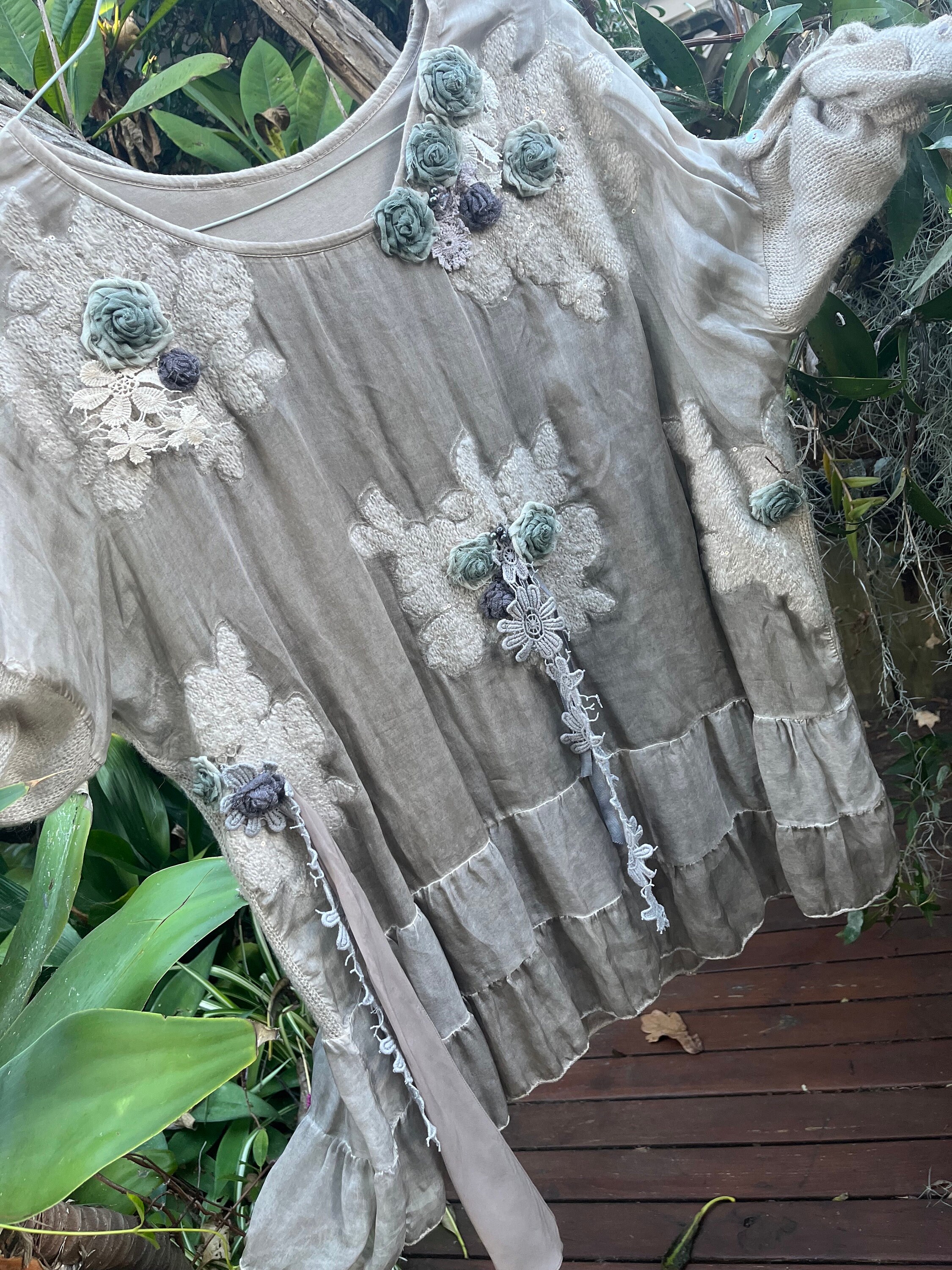 Bohemian Romantic Top Tattered Reworked Summer, Fairy, Woodland ...