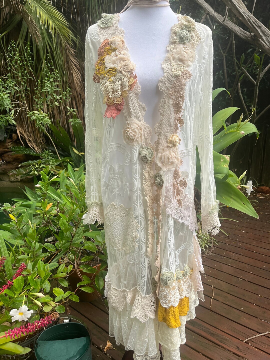 Bohemian Shabby Chic Artsy Duster Coat Lace Cover Embellished With a ...