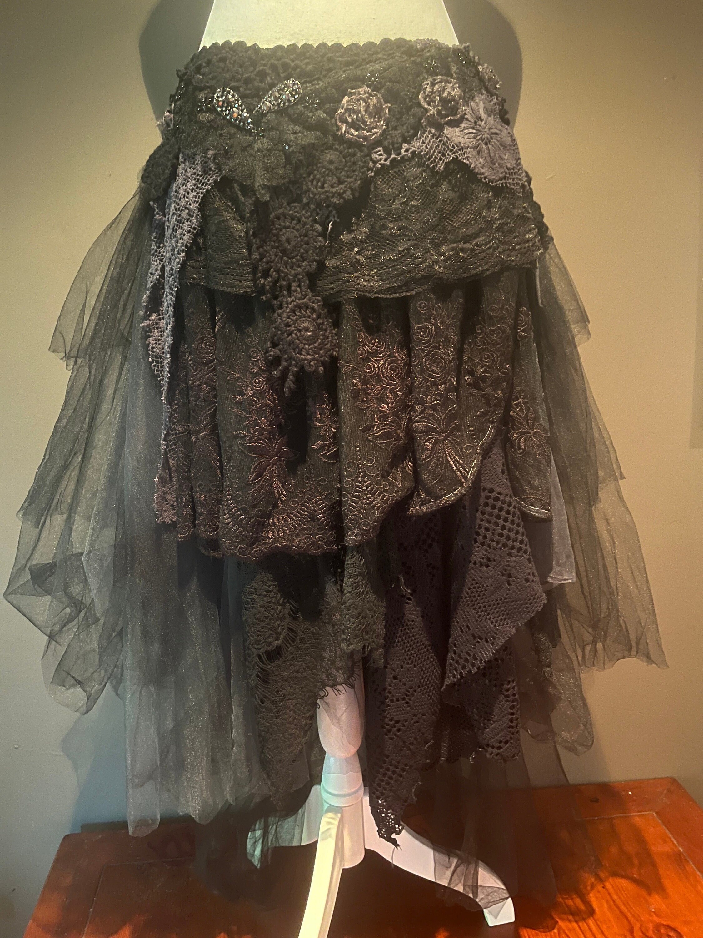 Gypsy Fairy Bohemian Goth Steam Punk Skirt Beach Wedding Black Colours ...