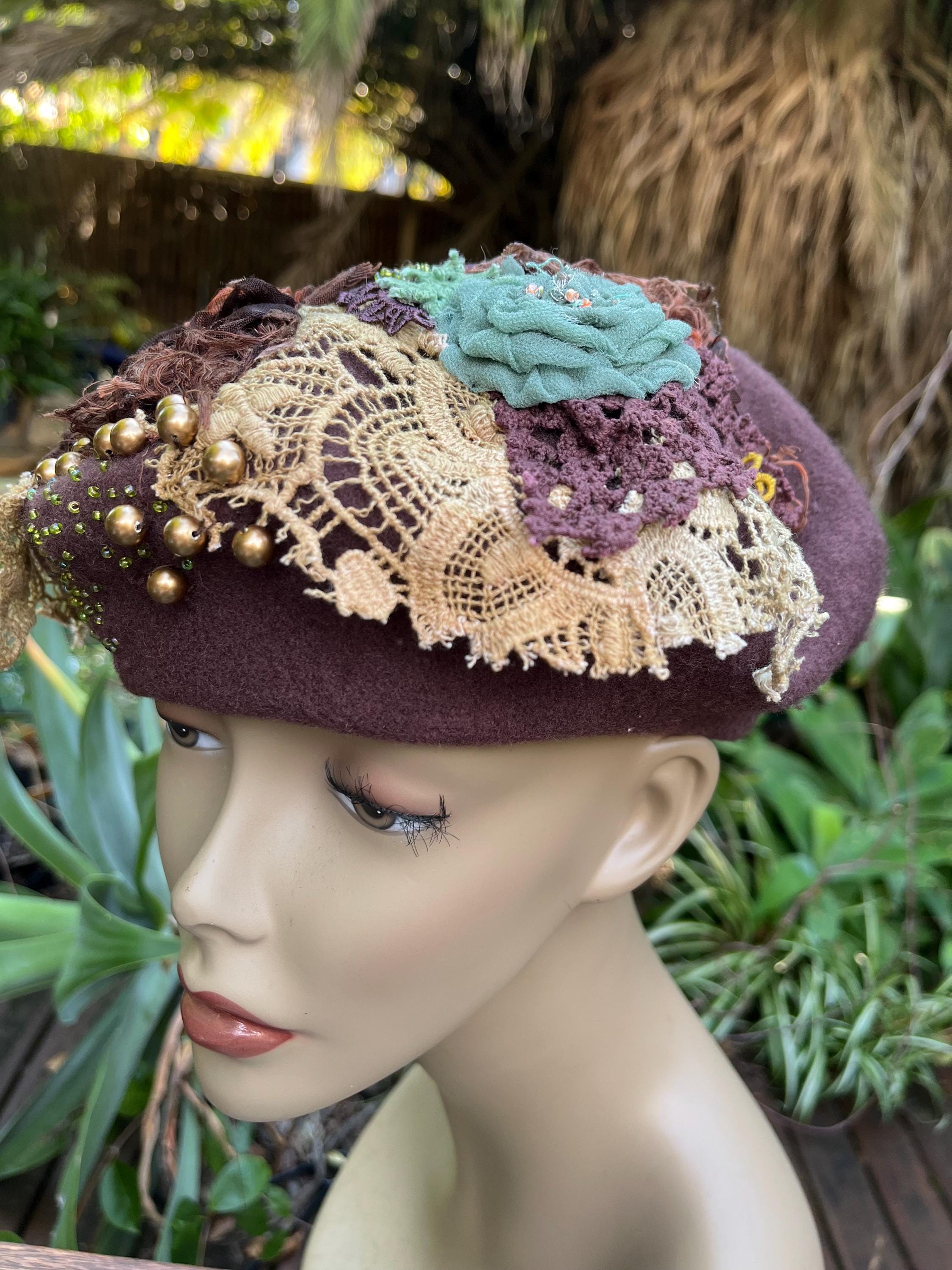 Bohobydarijabohemian Embellished Beret Hat, Boho Hippie Embroidered ...
