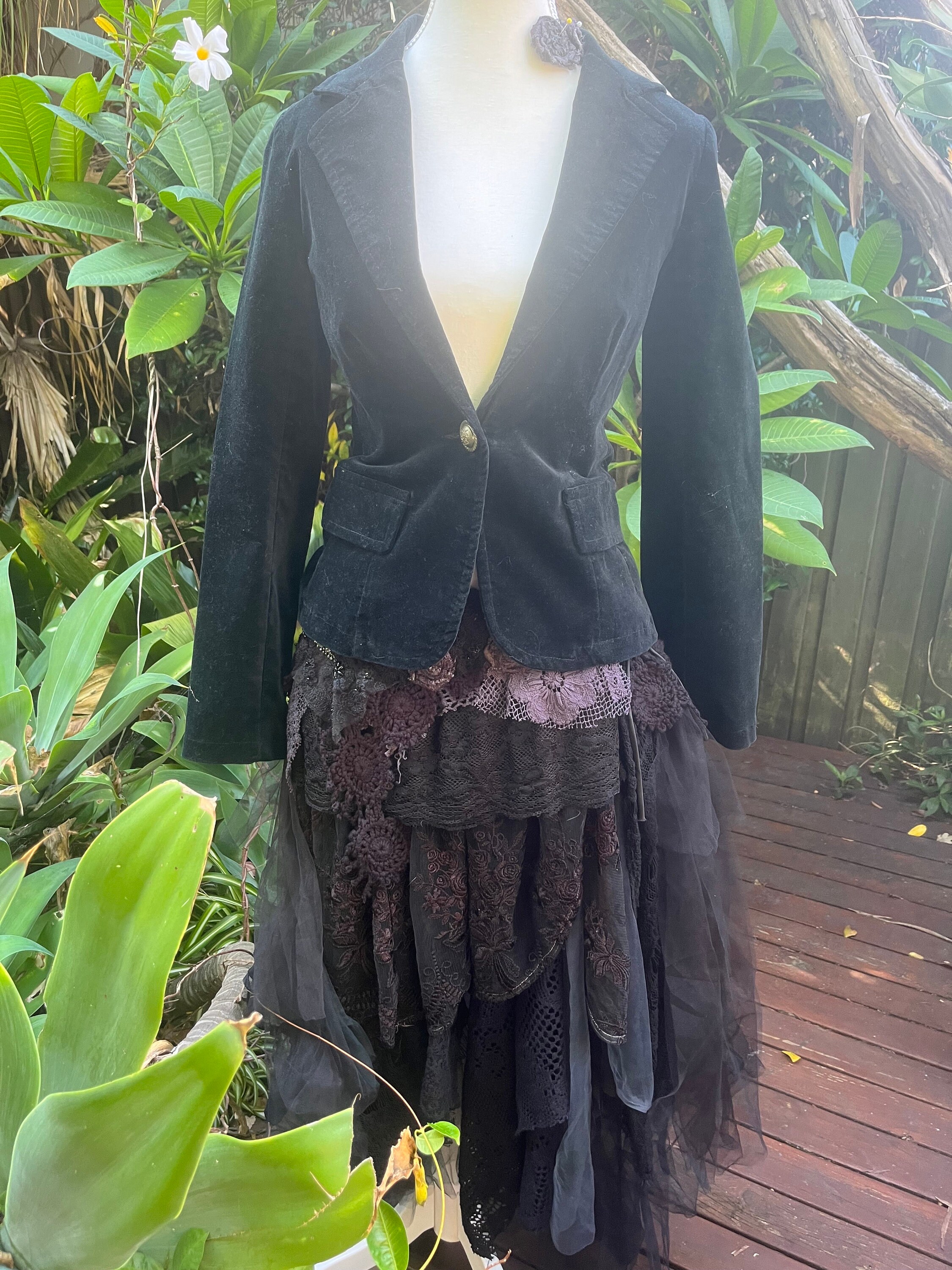 Gypsy Fairy Bohemian Goth Steam Punk Skirt Beach Wedding Black Colours ...