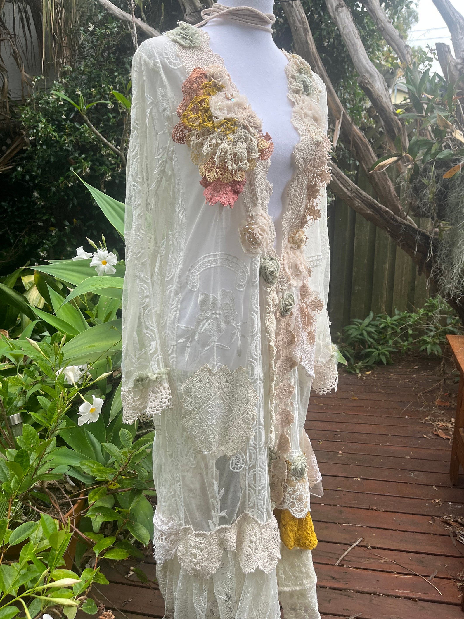 Bohemian Shabby Chic Artsy Duster Coat Lace Cover Embellished With a ...