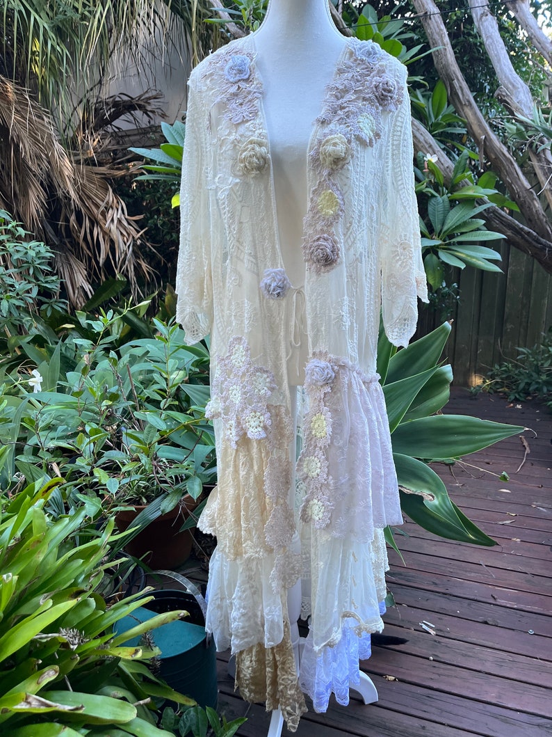 Bohemian Shabby Chic Artsy Duster Coat Lace Cover Embellished With a ...