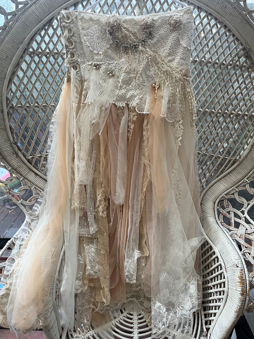 Gypsy Fairy Pixie Bohemian Skirt Beach Wedding White and Cream Colours, Vintage Antique ...